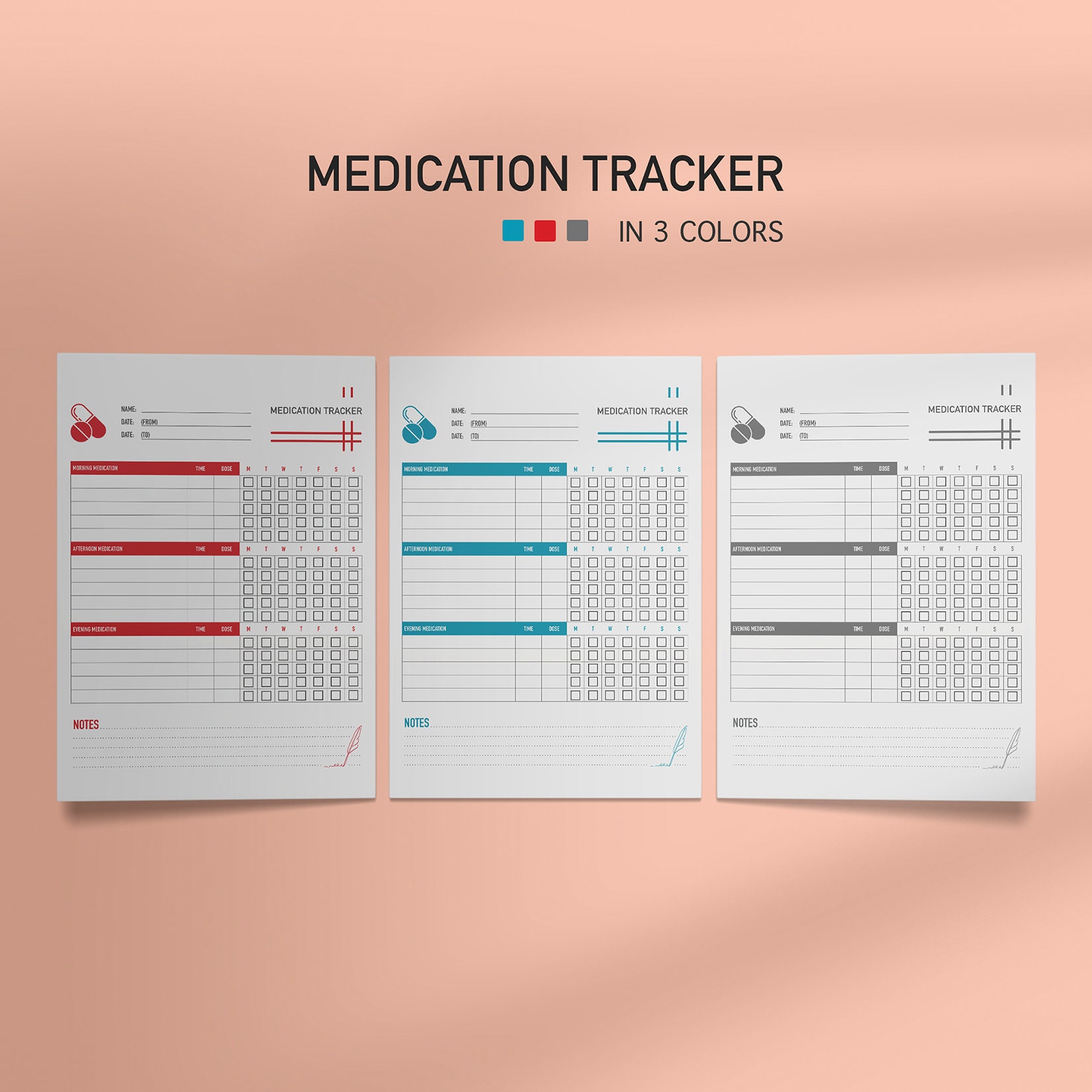 Medication Tracker Instant Download, Fillable PDF, Editable Medicine ...