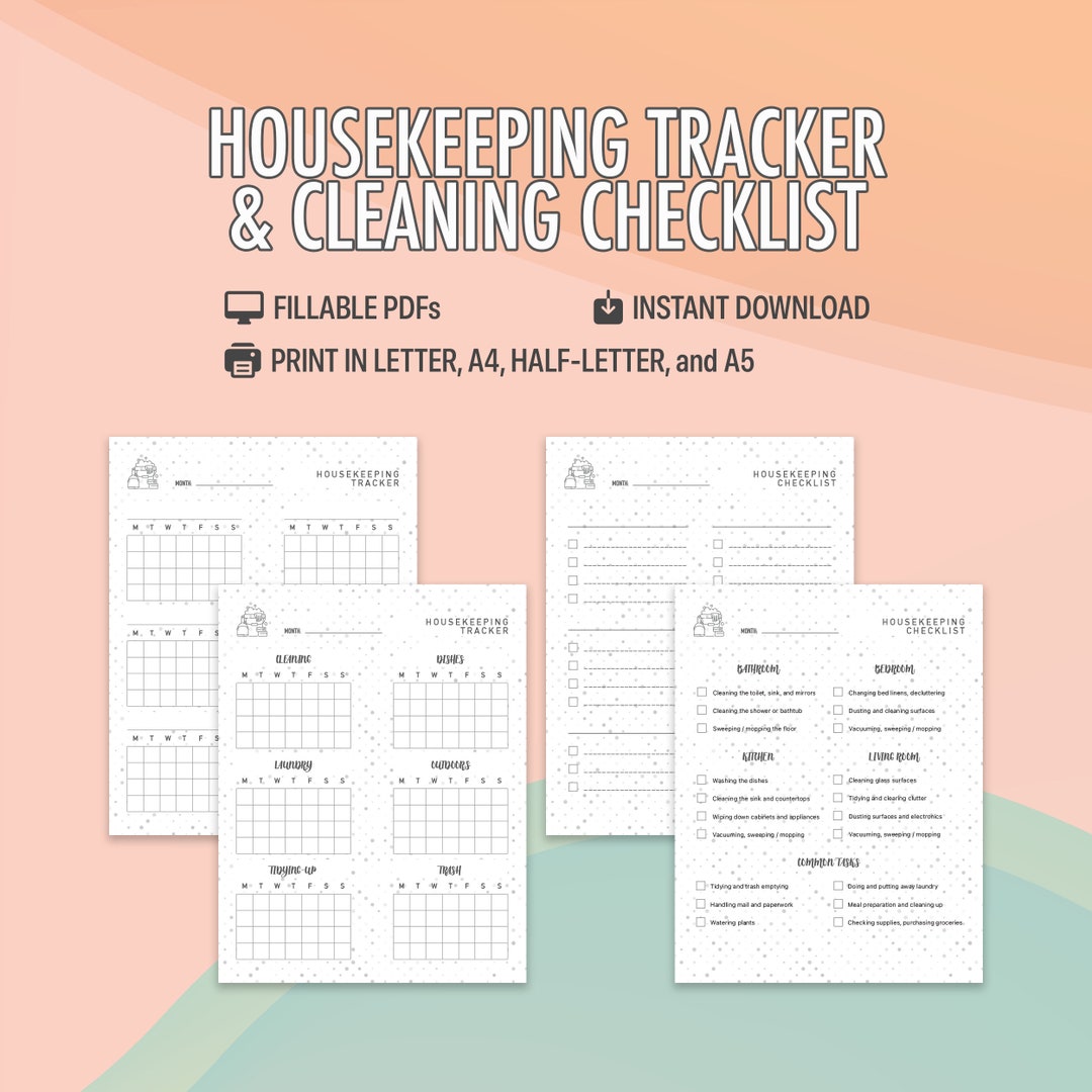 Housekeeping Tracker, Customizable Cleaning Checklist, Daily Chore ...