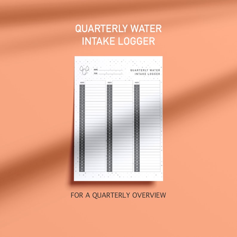 Water Intake Tracker, Water Journal, Hydration Log - Instant Download ...