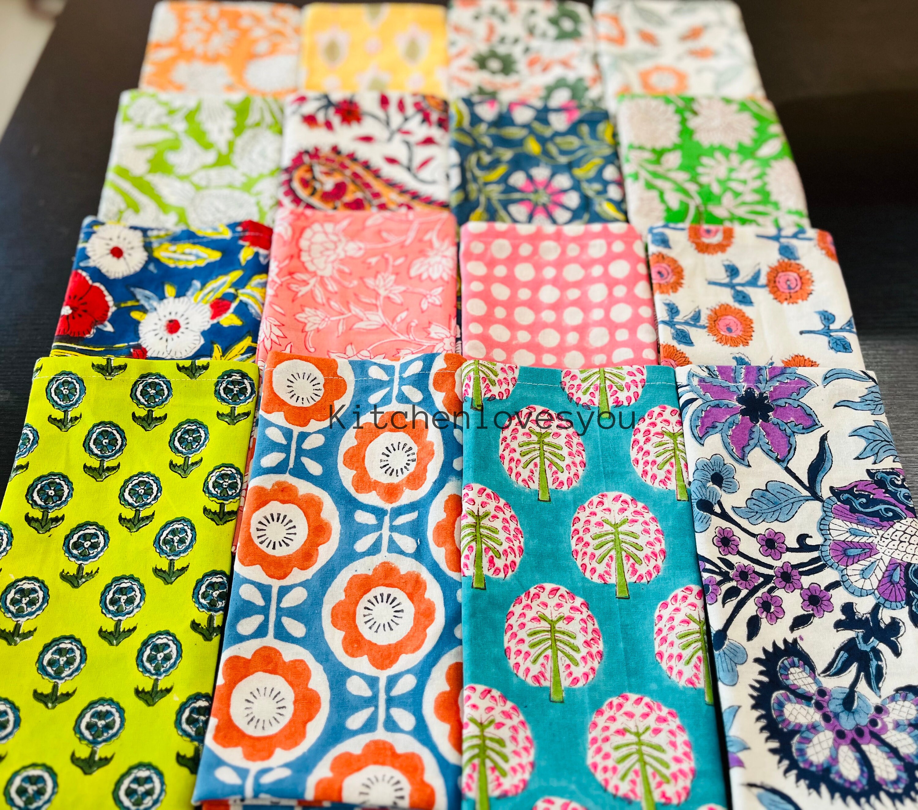 Mix and Match Assorted Napkins, Reusable Block Print Table Napkins, Eco ...