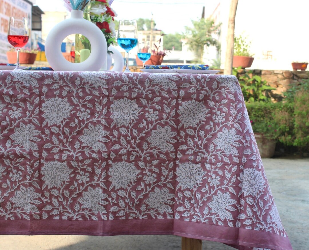 Kitchen Dinning Table Cloth Rectangle Indian Block Print Tablecloth ...