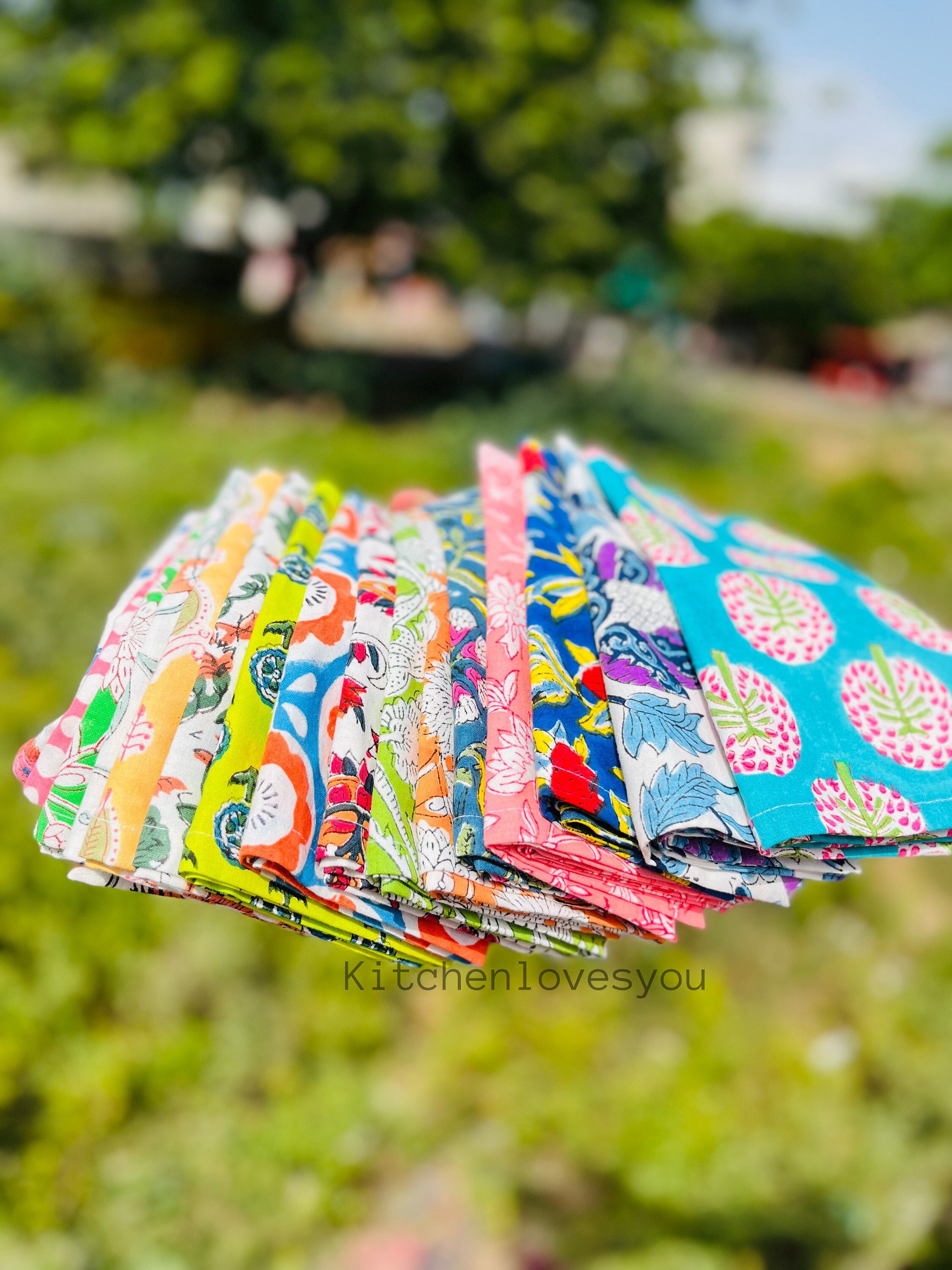 Mix and Match Assorted Napkins, Reusable Block Print Table Napkins, Eco ...