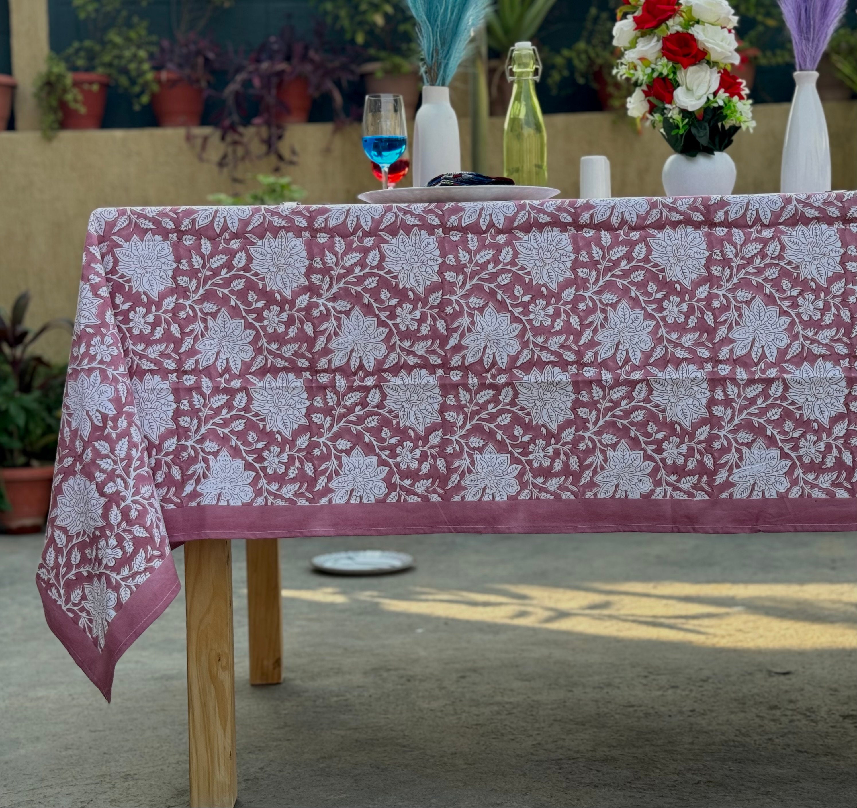 Kitchen Dinning Table Cloth Rectangle Indian Block Print Tablecloth ...