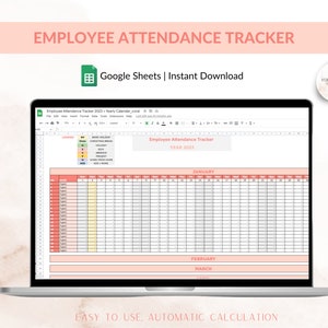 Employee Attendance Tracker,yearly Calendar,google Sheets Tracker ...