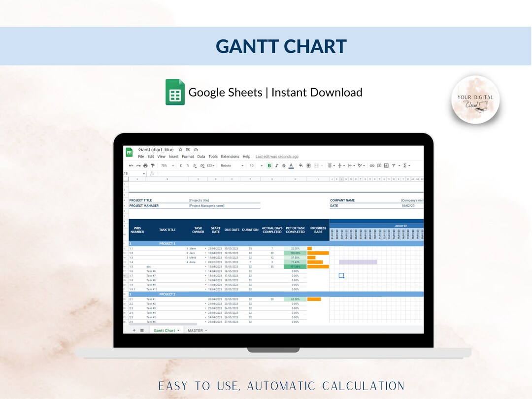 Gantt Chart, Project Management Tool, Quarters Tasks Tool, Tasks ...