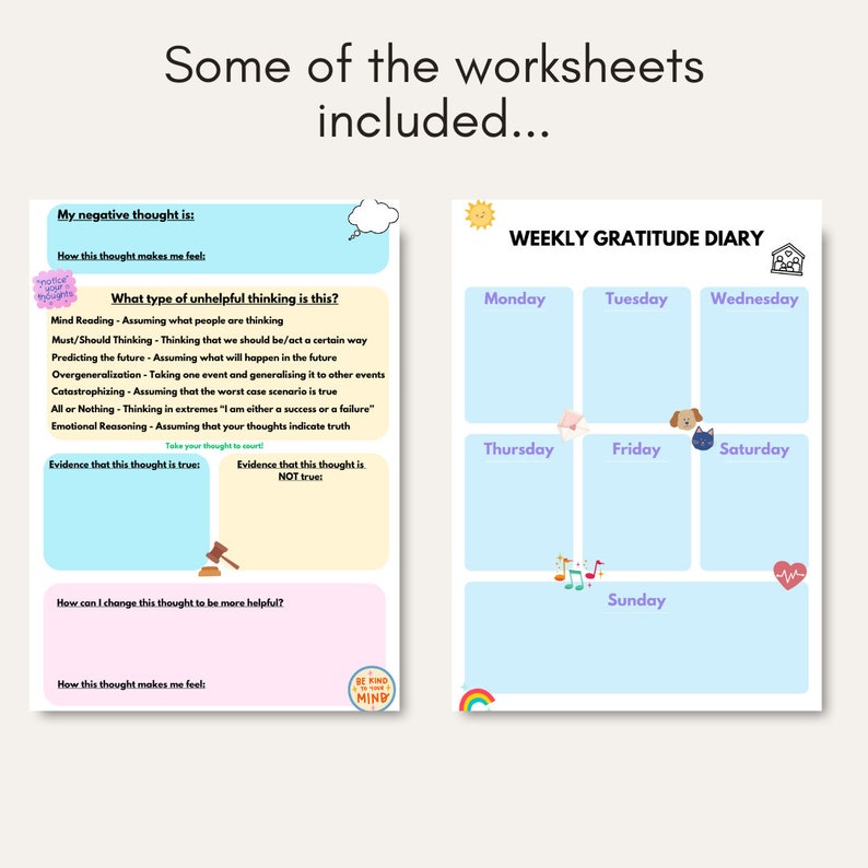 Low Mood Depression Worksheets for Children & Young People Mental ...