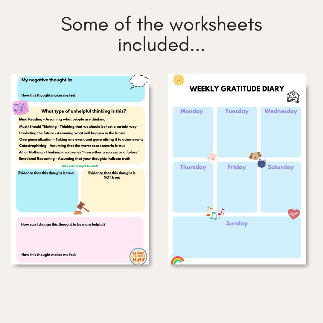 Low Mood Depression Worksheets for Children & Young People Mental ...