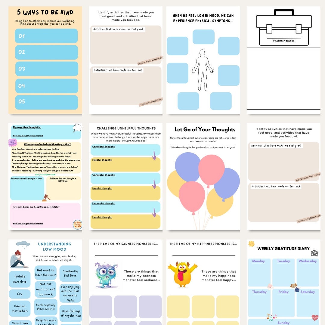 Low Mood Depression Worksheets for Children & Young People Mental ...