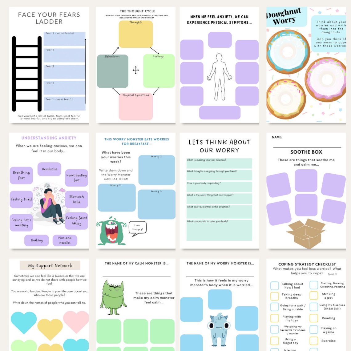 Anxiety Worksheets for Children & Young People | School Counsellor ...