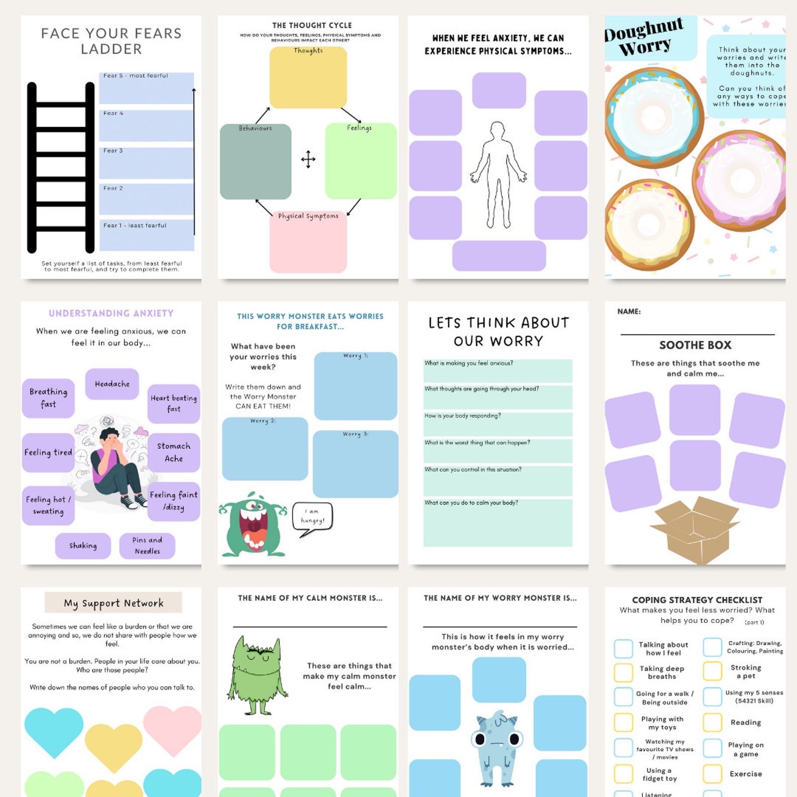 Anxiety Worksheets for Children & Young People | School Counsellor ...