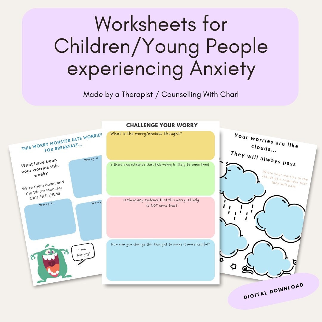 Anxiety Worksheets for Children & Young People School Counsellor ...