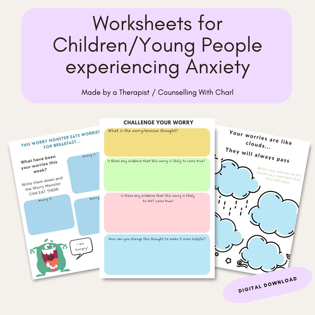 Anxiety Worksheets for Children & Young People School Counsellor ...