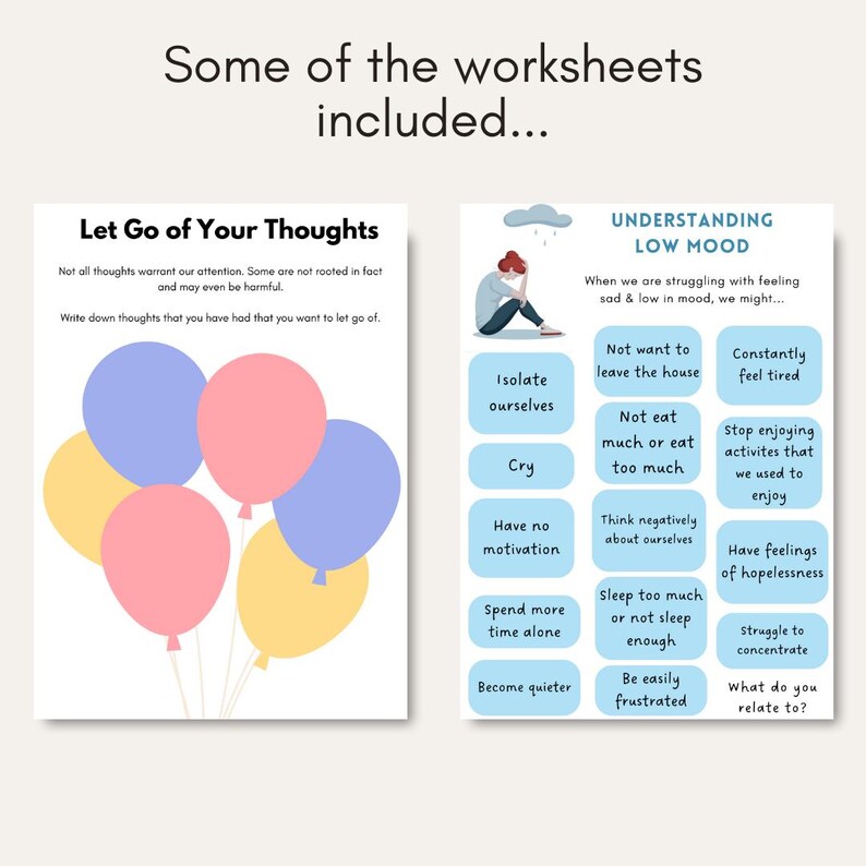 Low Mood Depression Worksheets for Children & Young People | Mental ...