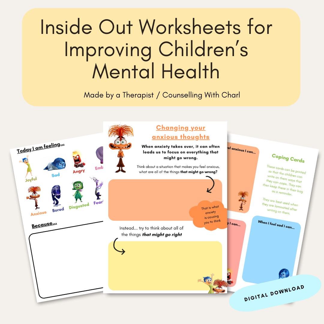 Inside Out Worksheet Bundle!! for Supporting Children/teens With Their ...