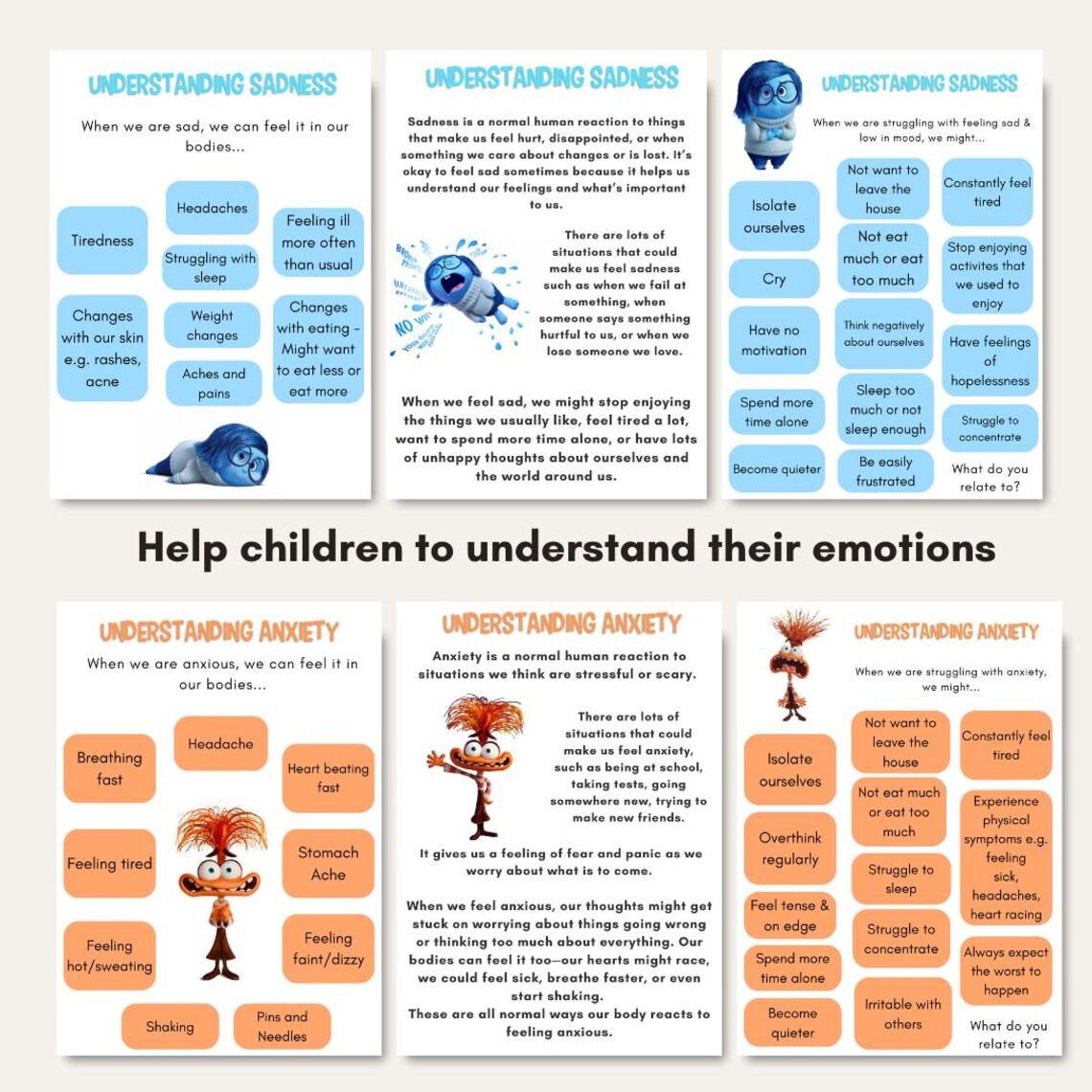 Inside Out Worksheet Bundle!! for Supporting Children/teens With Their ...