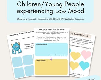 Anxiety Worksheets for Children & Young People | School Counsellor ...