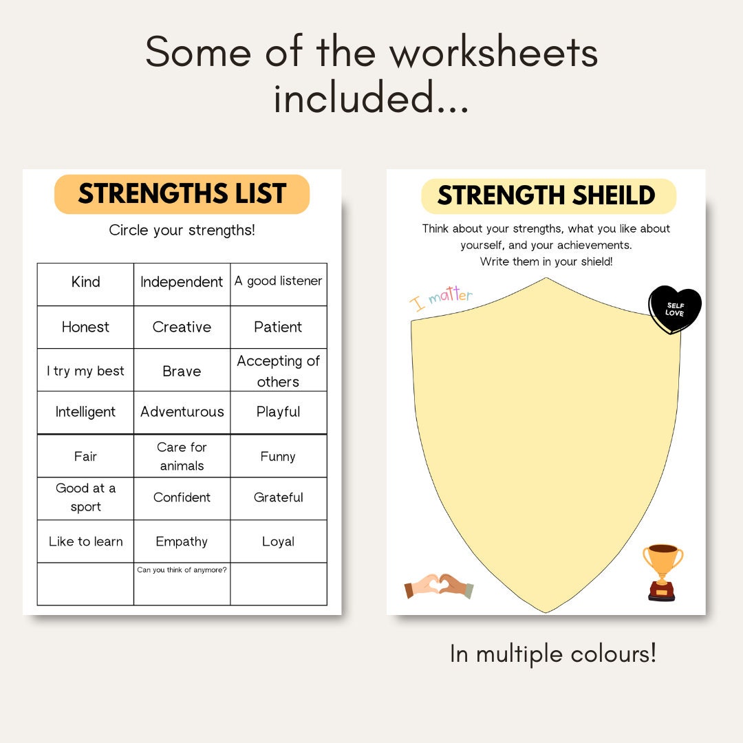 Self Esteem Worksheets for Children & Teens/young People | Confidence ...