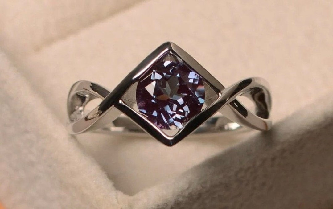 Princess Cut Alexandrite Ring Simple Engagement Ringsilver - Etsy