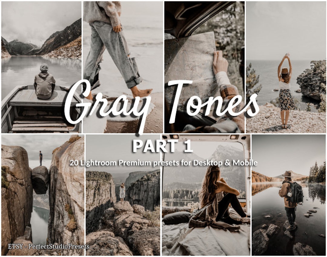 20 Lightroom Presets Gray Tones Part 1, Aesthetic Preset, Silver ...