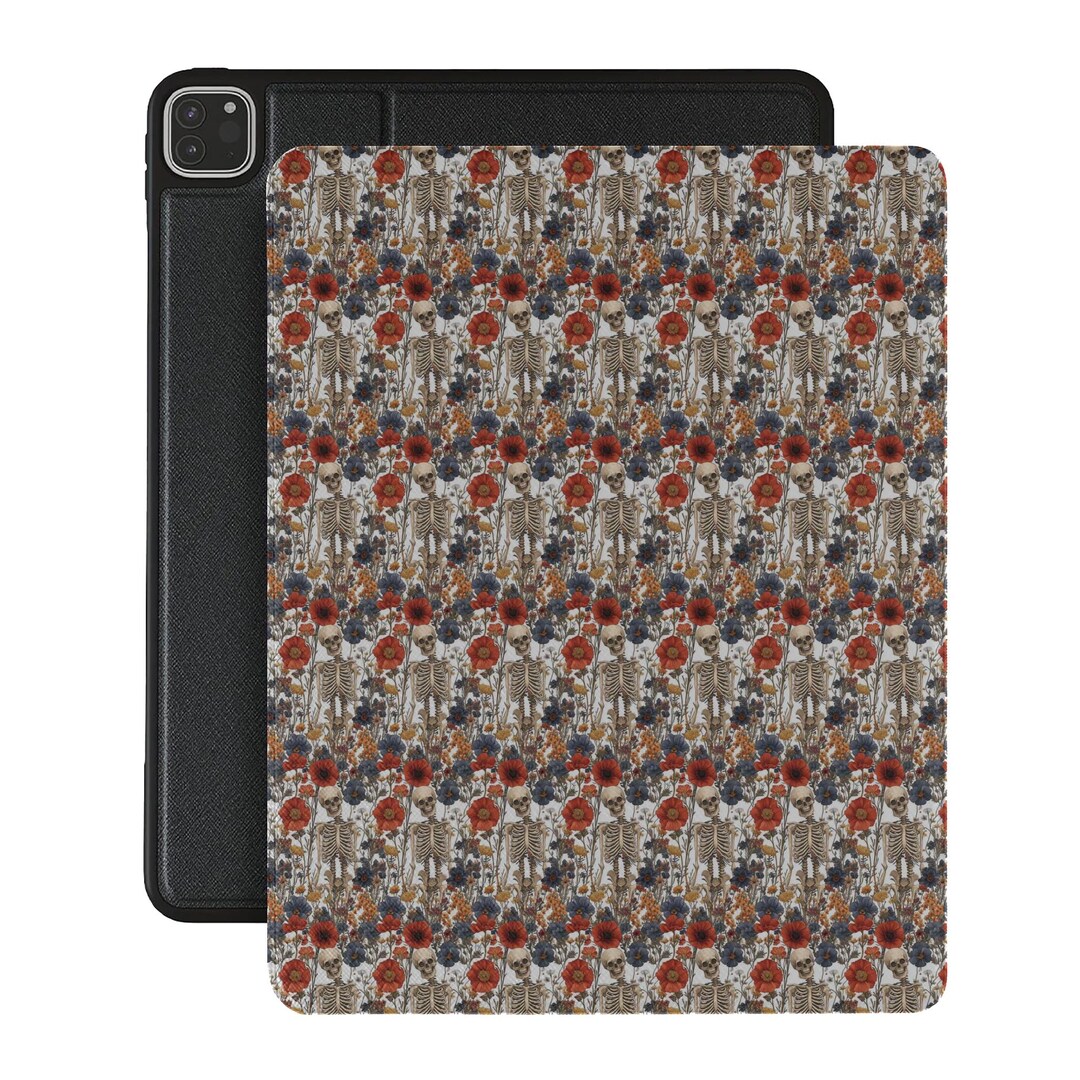 Skeleton Pattern iPad Case With Floral Cover for iPad Air 5 iPad 10 10. ...