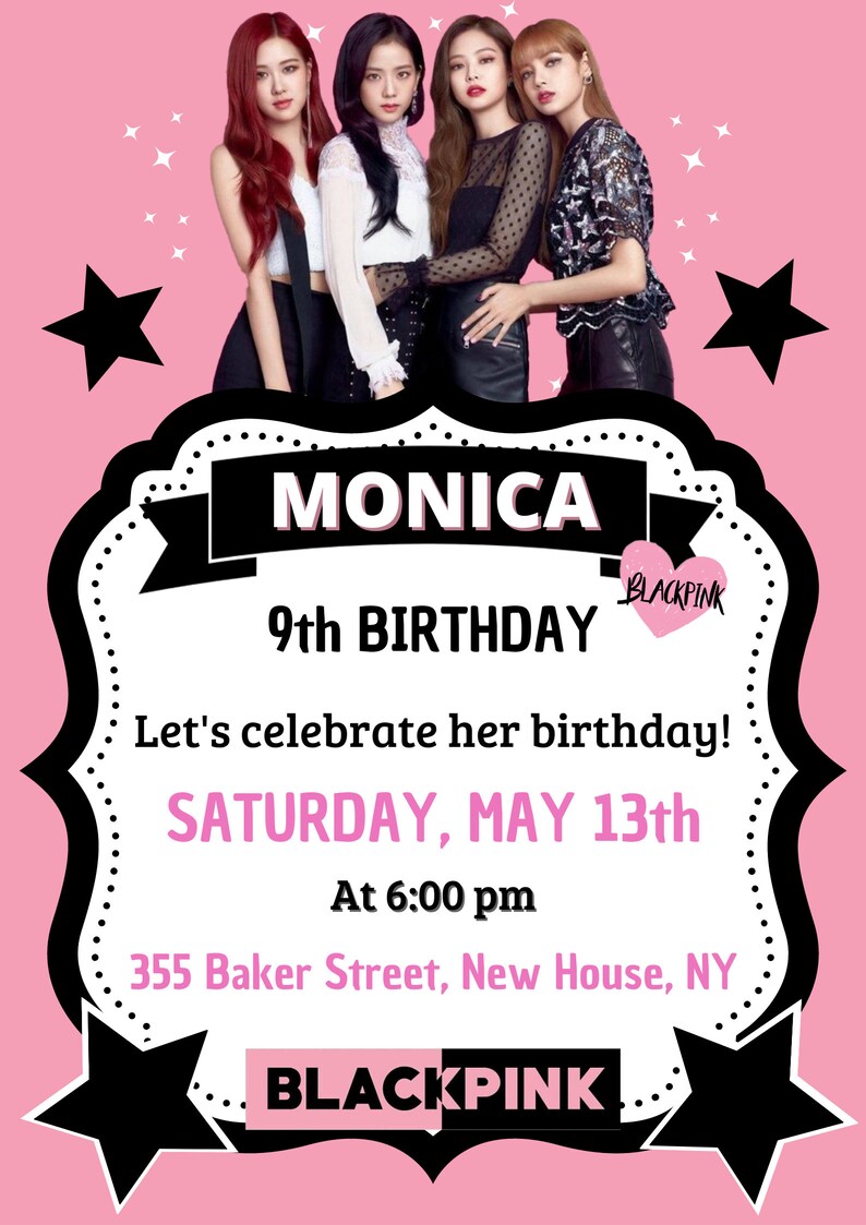 Blackpink Birthday Invitation K-pop Birthday Template Editable - Etsy