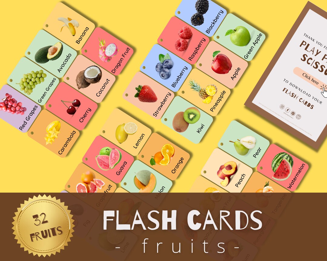 Toddler Flashcards Fruits, Homeschool Flash Card, Speech Therapy Cards ...