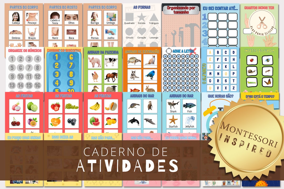 Caderno De Atividades Montessori Em Portugues, Material Para Terapia Da ...