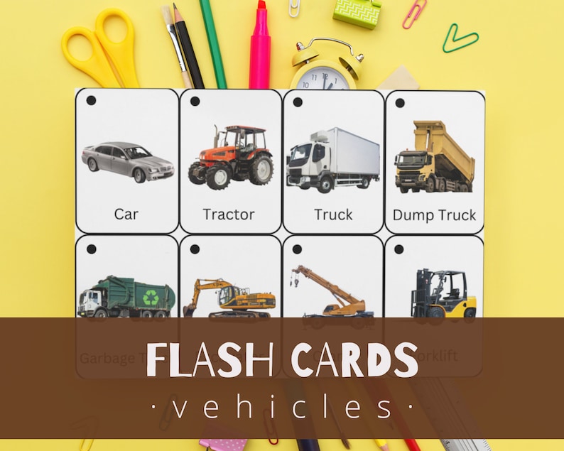 Flashcards Vehicles Flash Cards Cars, Homeschool Flash Card, Speech ...