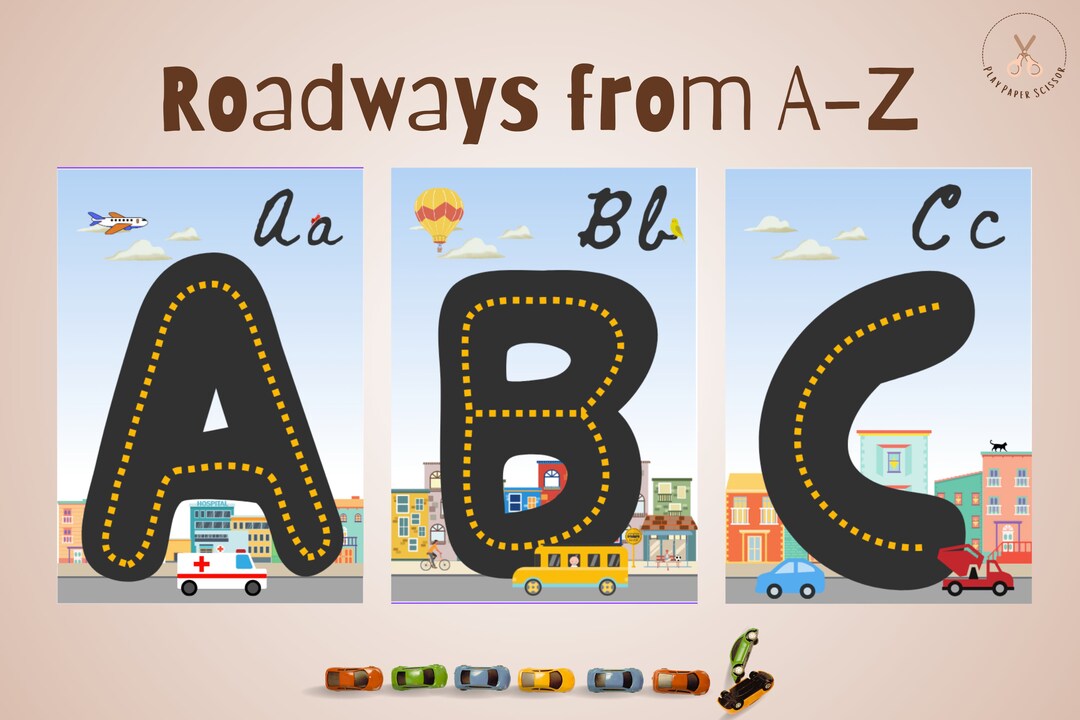 Alphabet Roadway Playmat A-Z Activity, Homeschool Flash Cards, Speech ...
