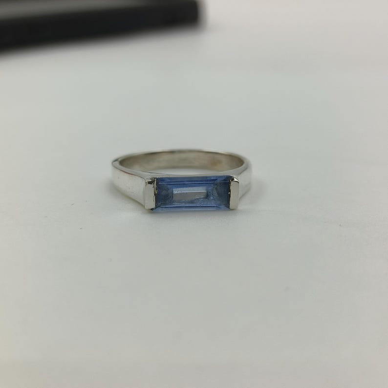 Long Bar Tanzanite Ring : 925 Sterling Silver 14k Gold Baguette ...