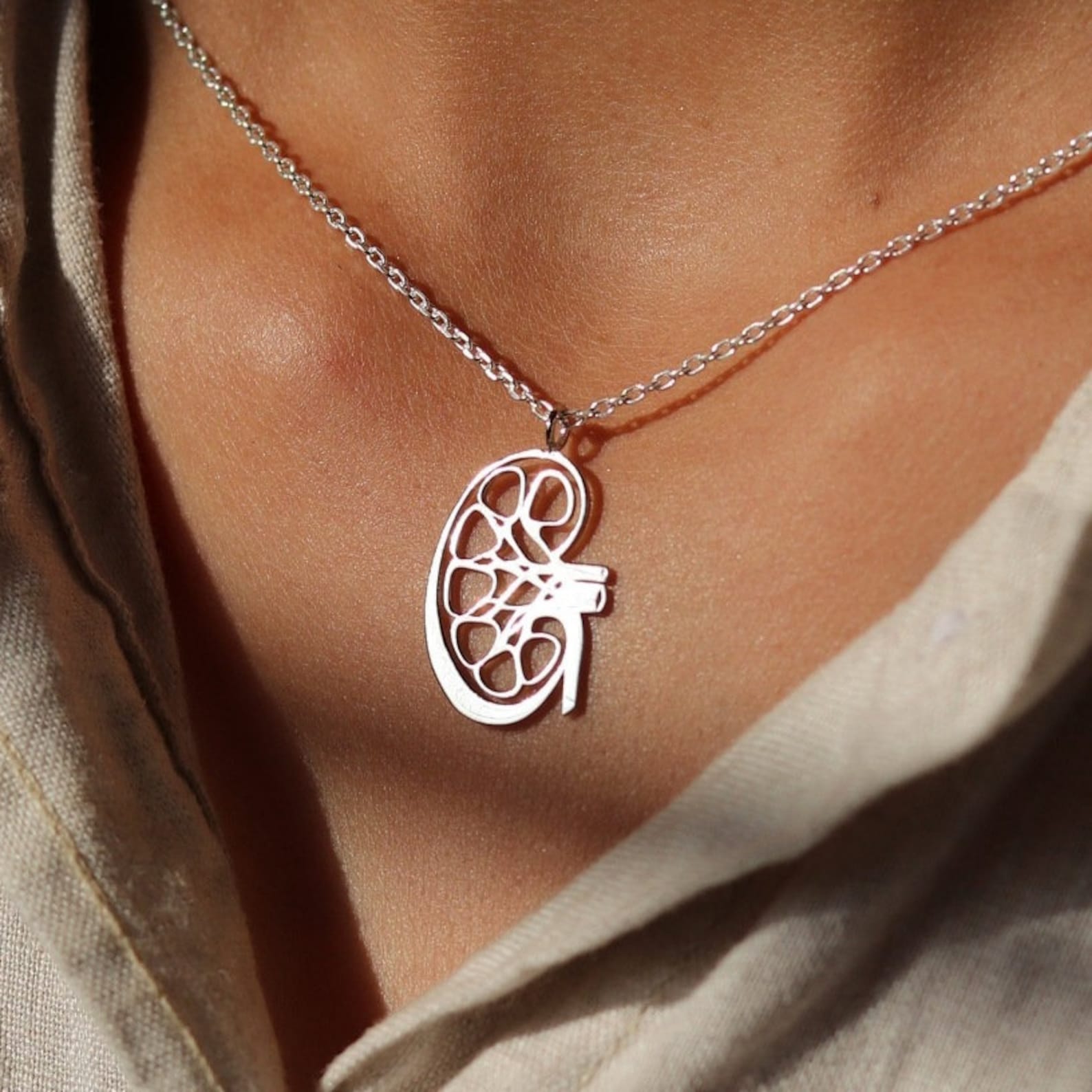 Anatomy Kidney Silver Pendant Human Organ Jewelry Hand Cut - Etsy