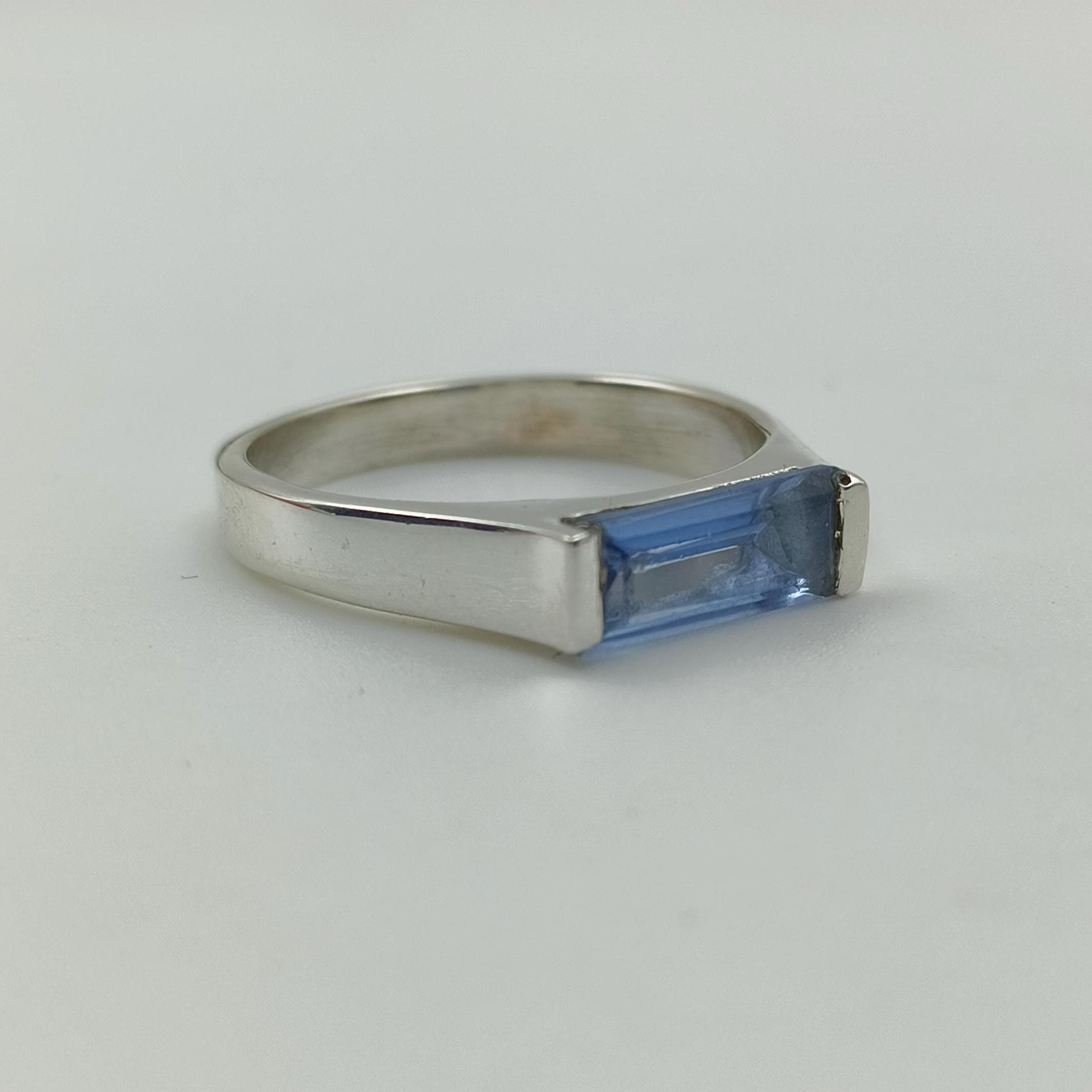 Long Bar Tanzanite Ring : 925 Sterling Silver 14k Gold Baguette ...