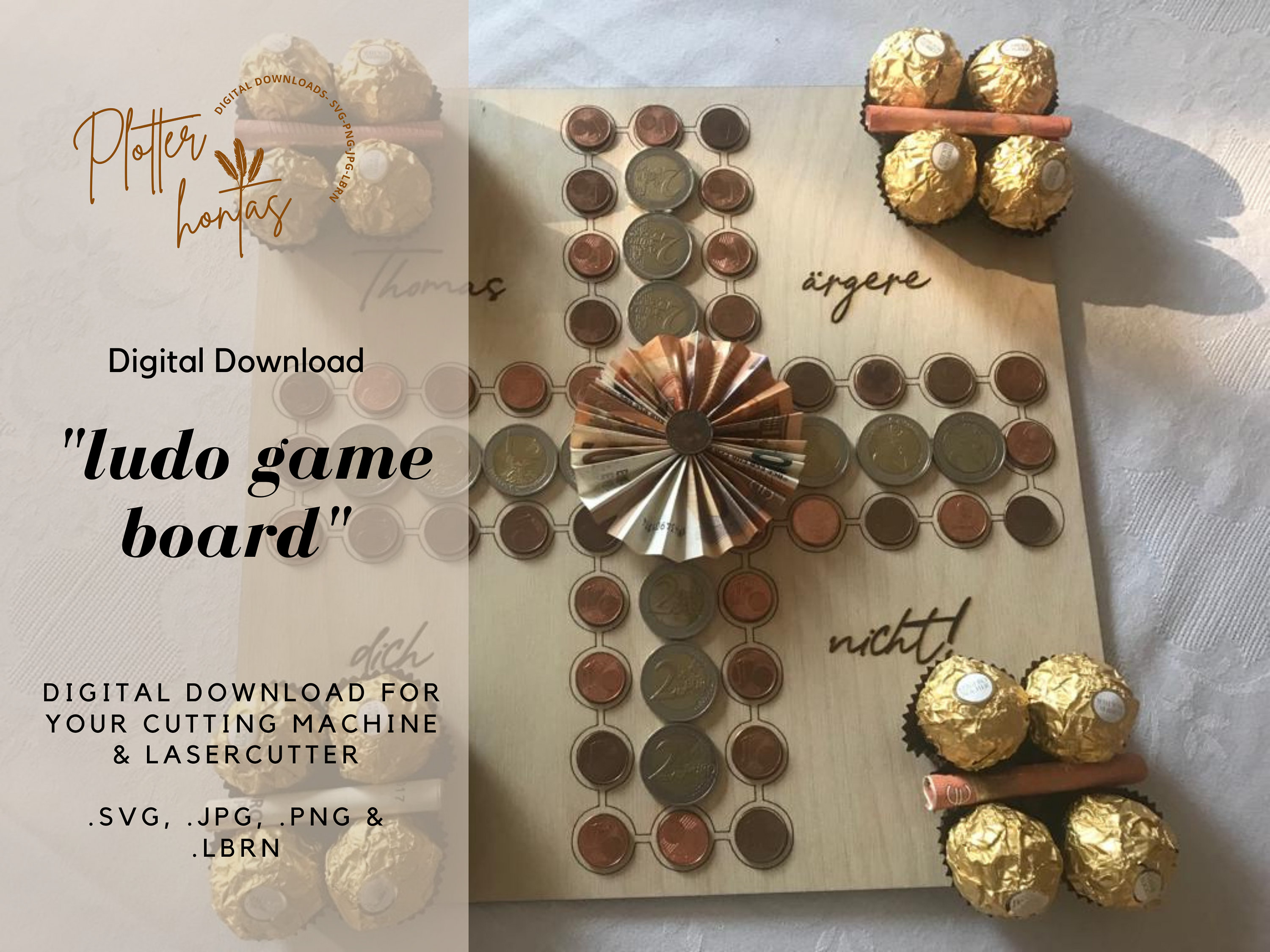 Ludo Game Board SVG File for Glowforge | Money Gift | LBRN - Etsy