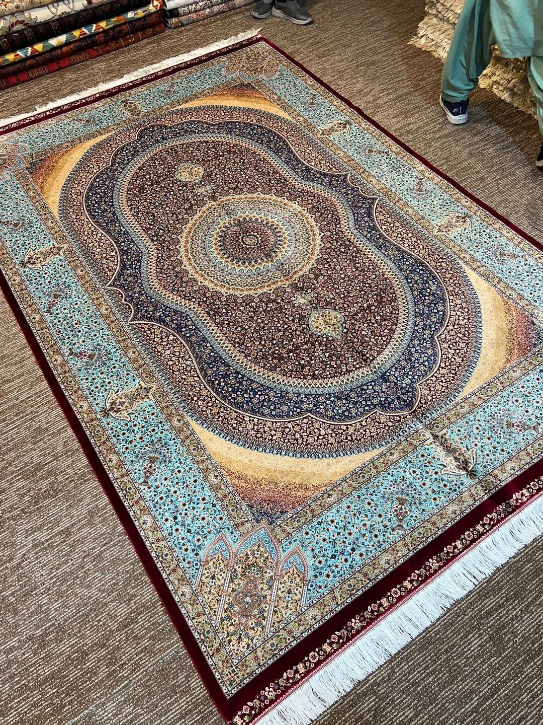 6.5x9.5, Super Qom Silk Rug,rug for Living Room, Vintage Rug,vinyl ...