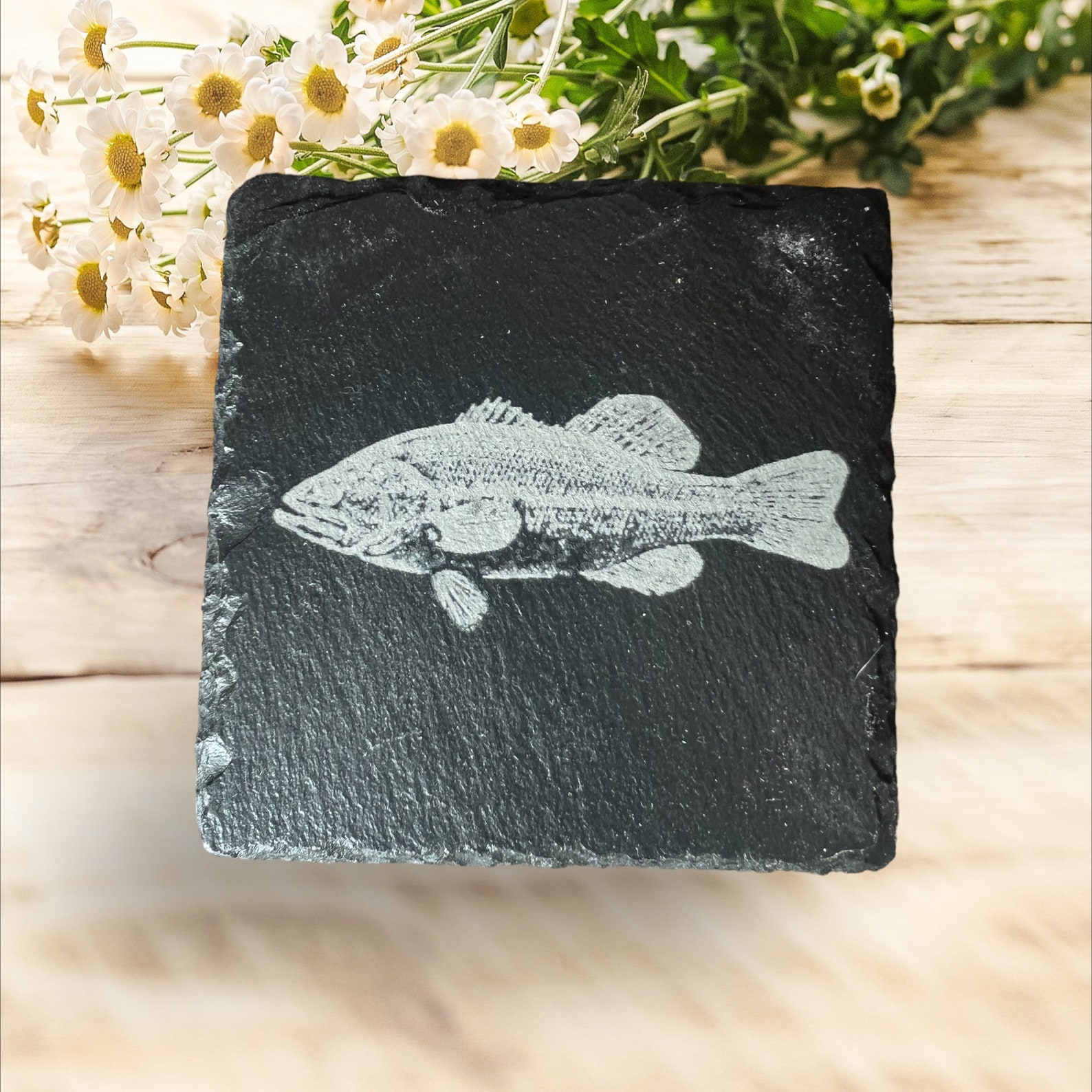 Laser Engraved, Fish Coasters, Slate Coaster, Fisherman Gift, Muskie ...