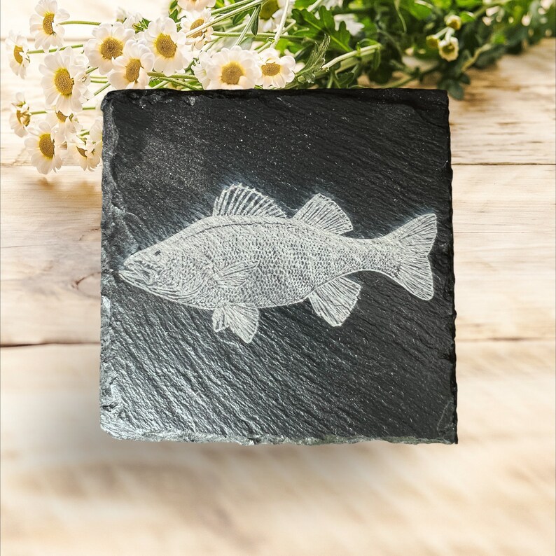 Laser Engraved, Fish Coasters, Slate Coaster, Fisherman Gift, Muskie ...