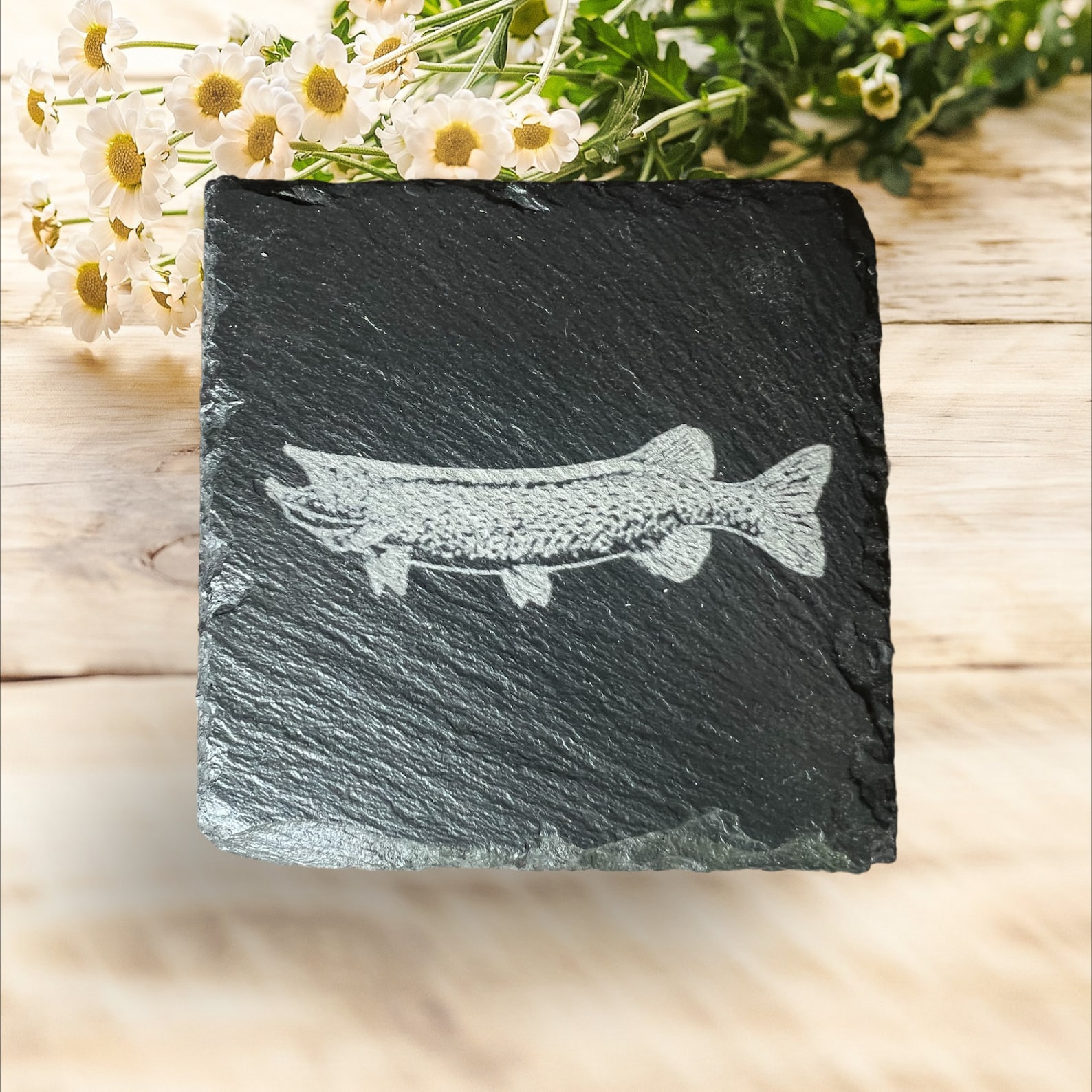 Laser Engraved, Fish Coasters, Slate Coaster, Fisherman Gift, Muskie ...