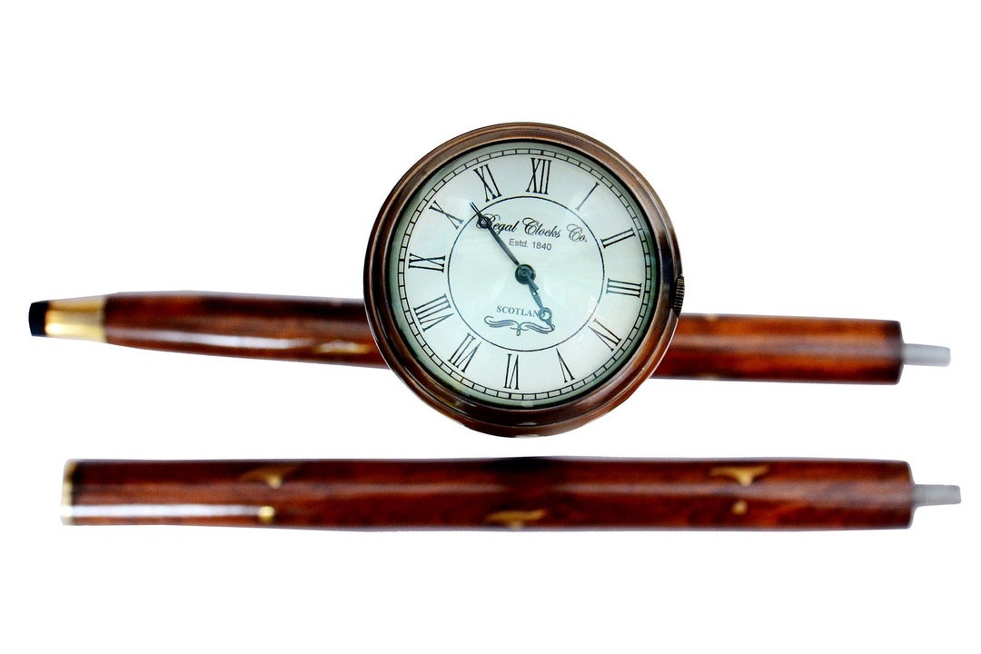 Vintage Walking Stick Clock on Top Compass Stick/cane Antique ...