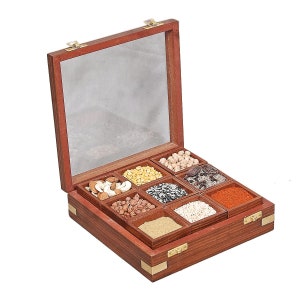 Wooden Spices Red Box I With Transparent Fiber on Top I With 9 ...