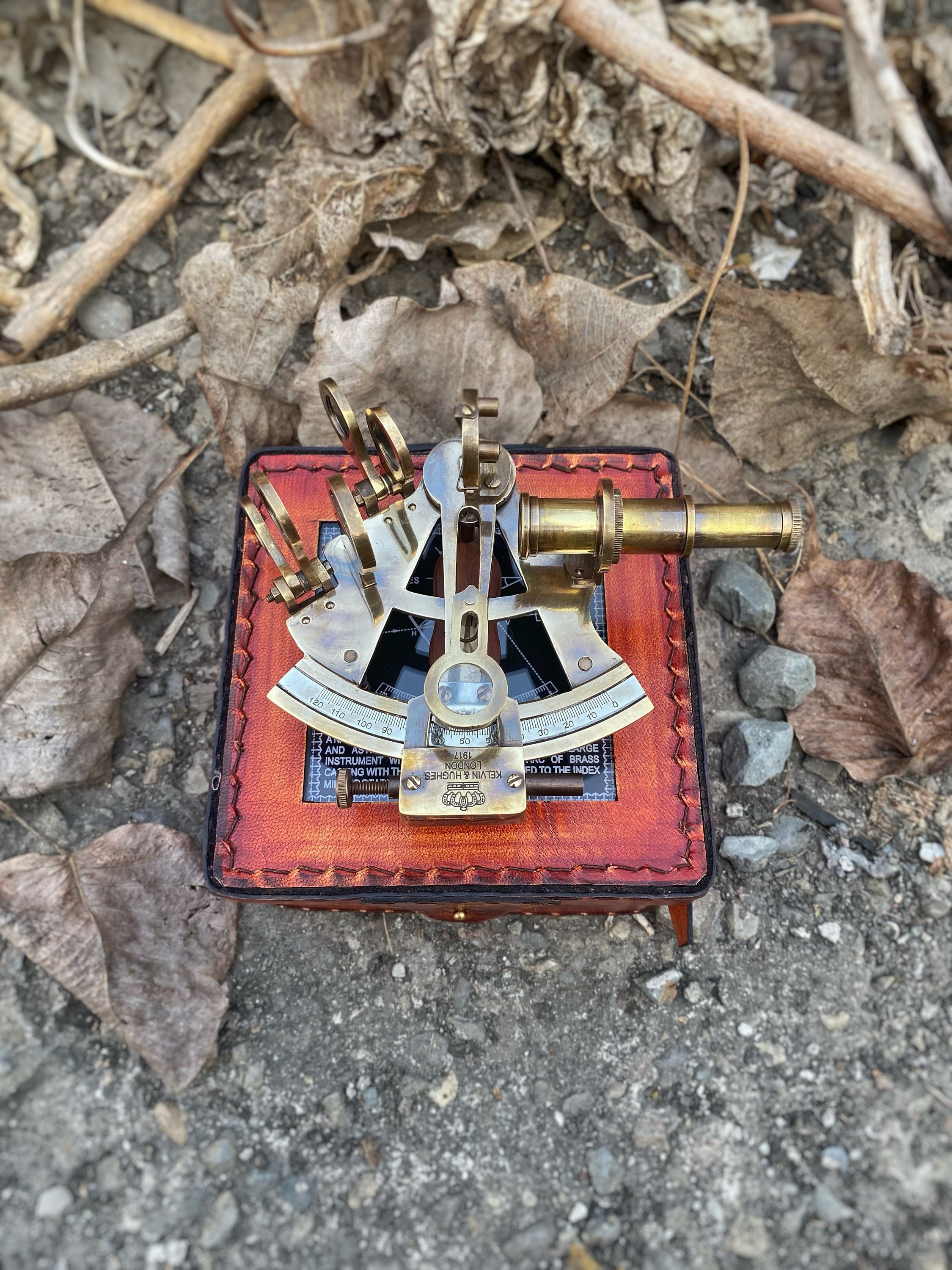 Solid Brass Working Sextant I With Beautiful Leather Case I Antique ...