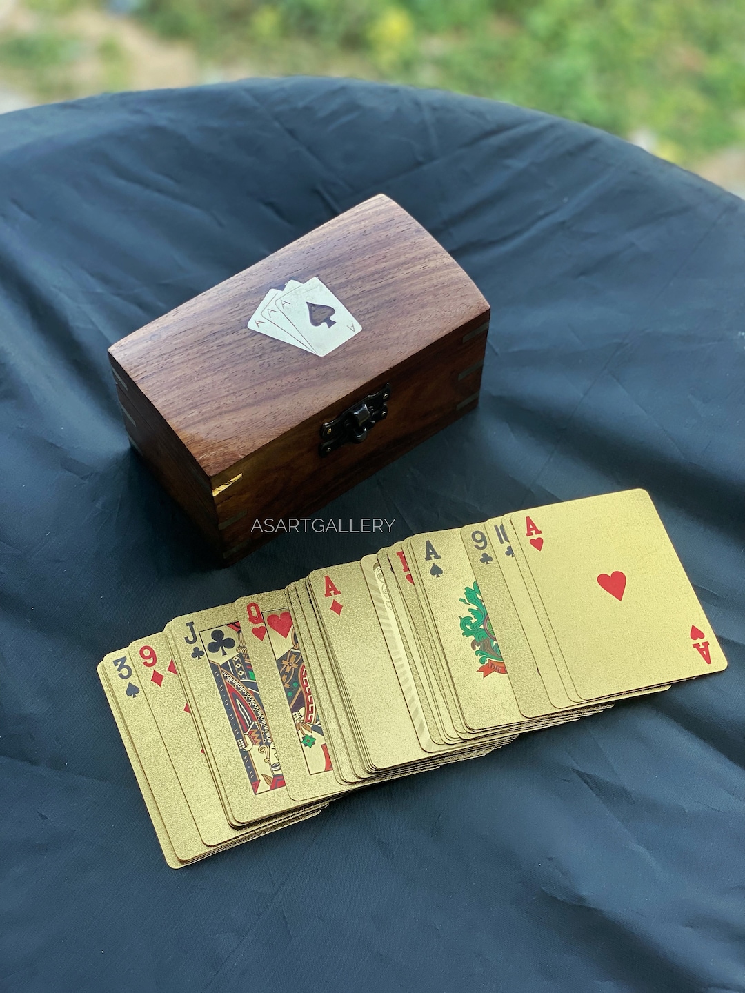 Personalized Gold Foil Playing Card Set With Wooden Box - Etsy