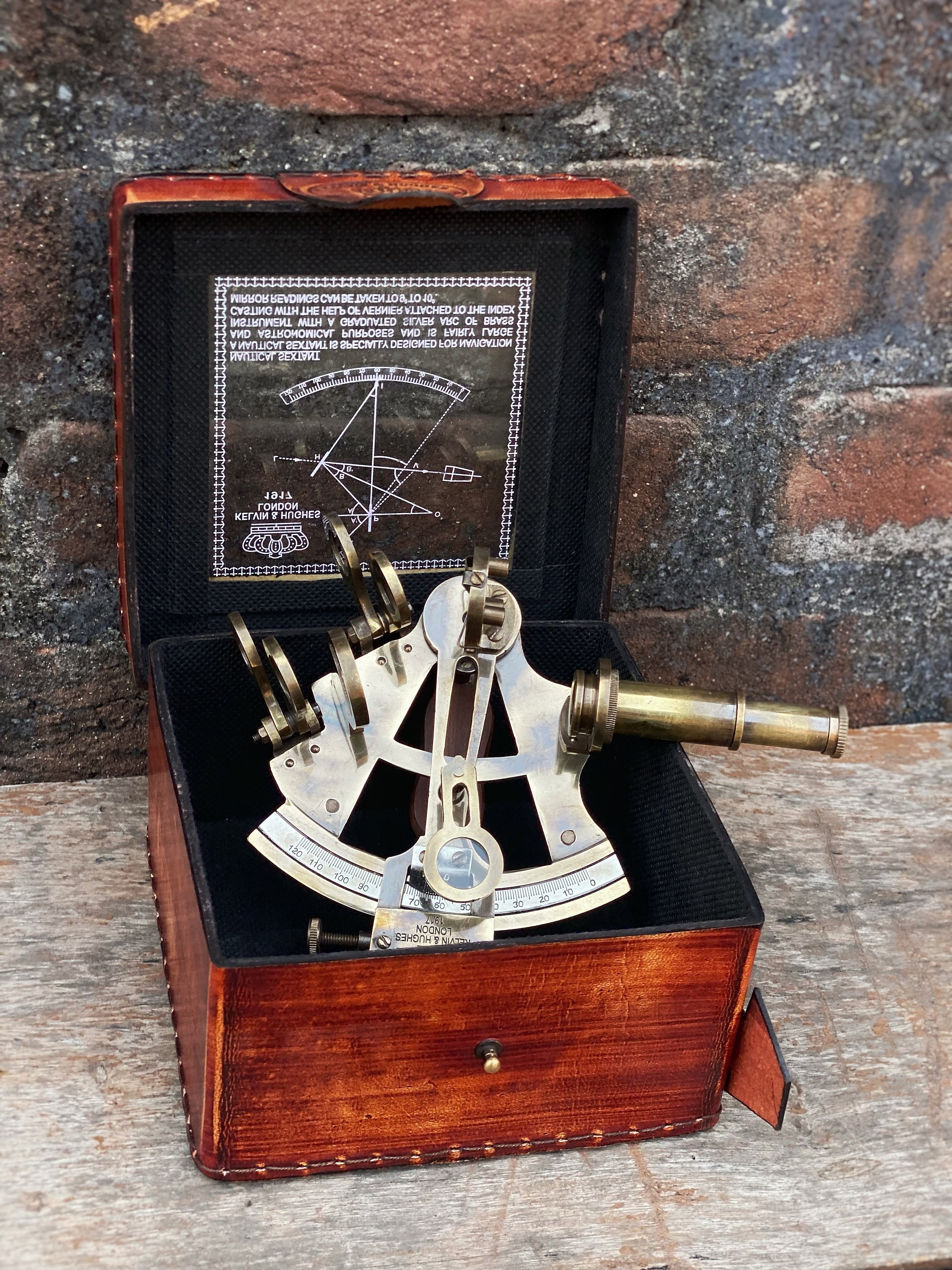 Solid Brass Working Sextant I With Beautiful Leather Case I Antique ...