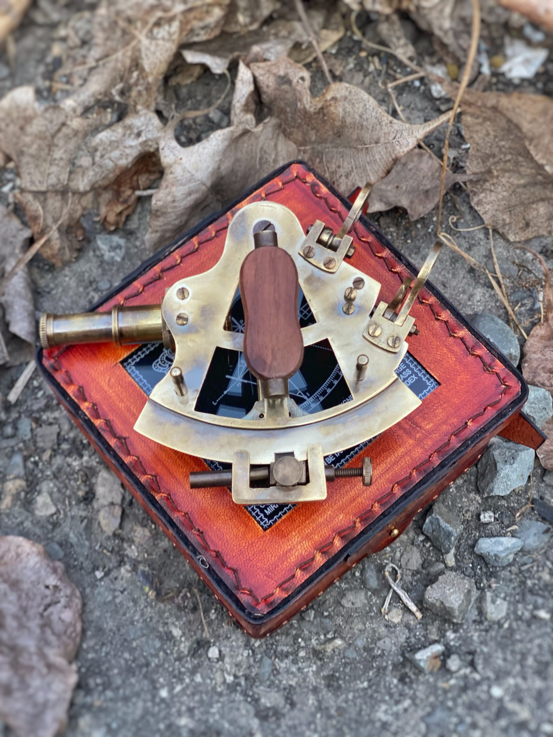 Solid Brass Working Sextant I With Beautiful Leather Case I Antique ...