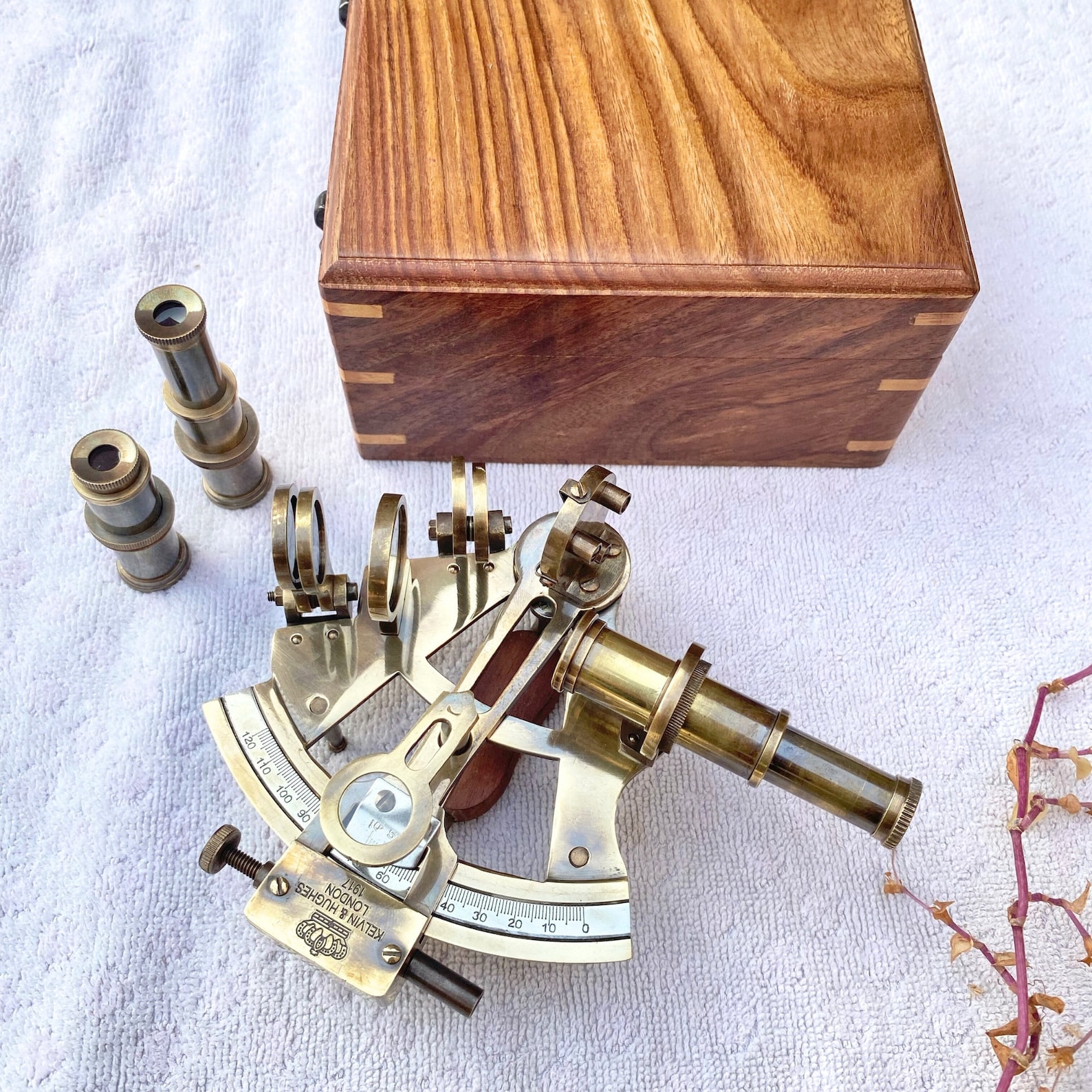 Antique Brass Nautical Sextant - Vintage Maritime Navigation Instrument ...