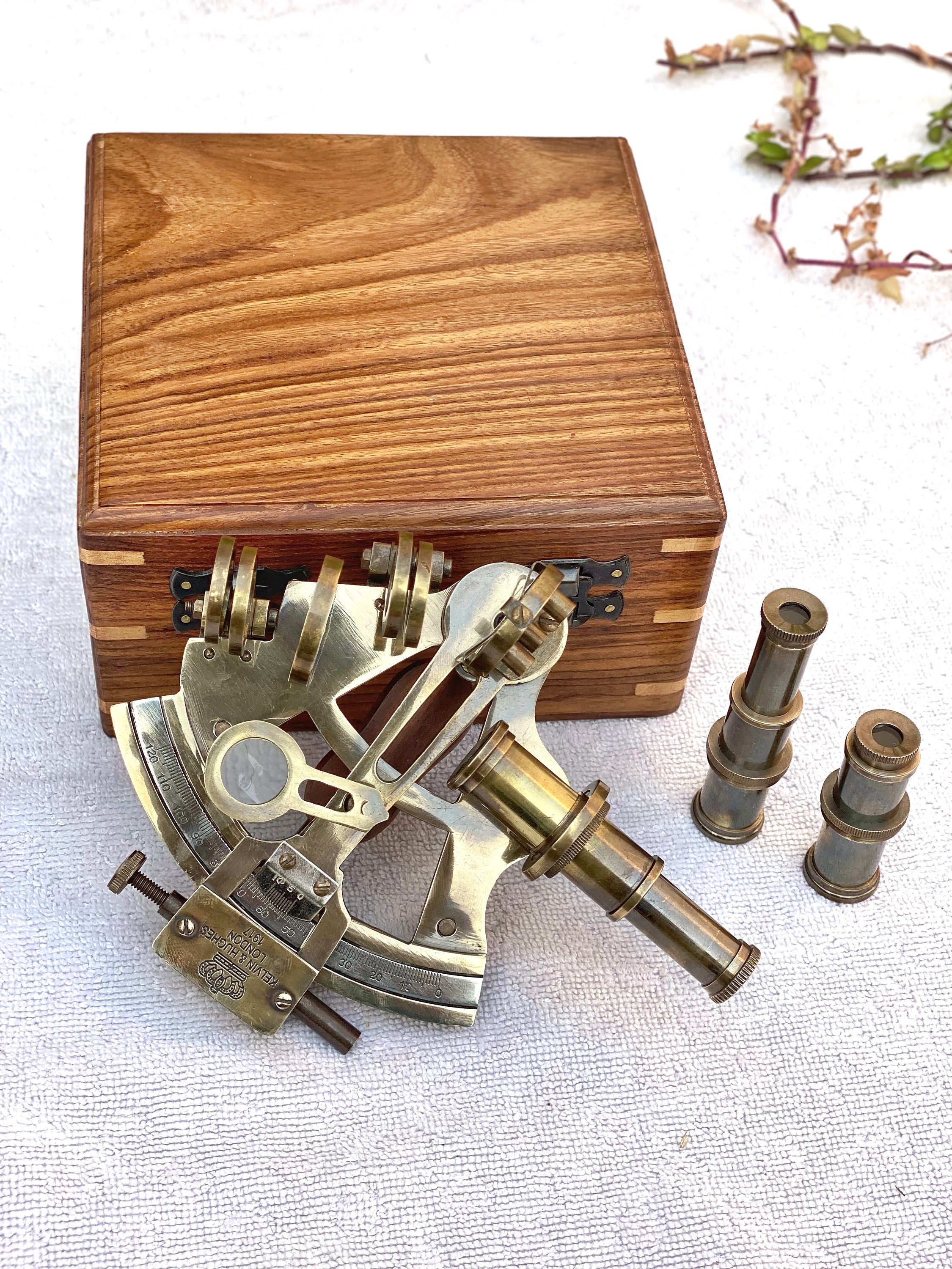 Antique Brass Nautical Sextant - Vintage Maritime Navigation Instrument ...