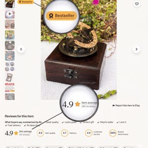 Personalized Brass Sundial Compass With Wooden Box, Engraved Working ...
