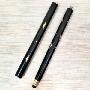 Brass Flower Handle Walking Stick, Stylish & Black Hardwood Foldable ...