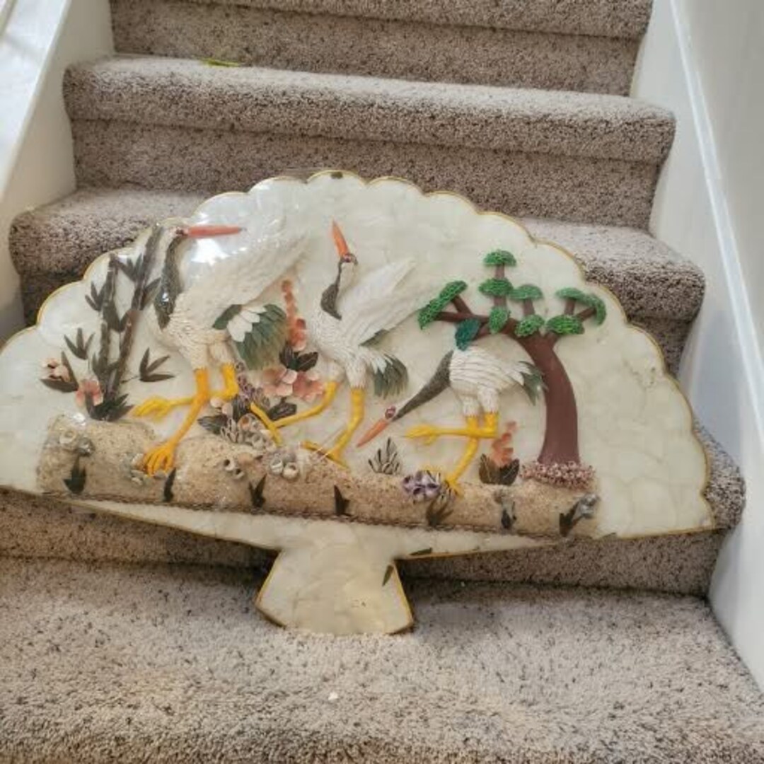 Capiz windowpane Oysters Wall Fan With 3-D Sculpture - Etsy