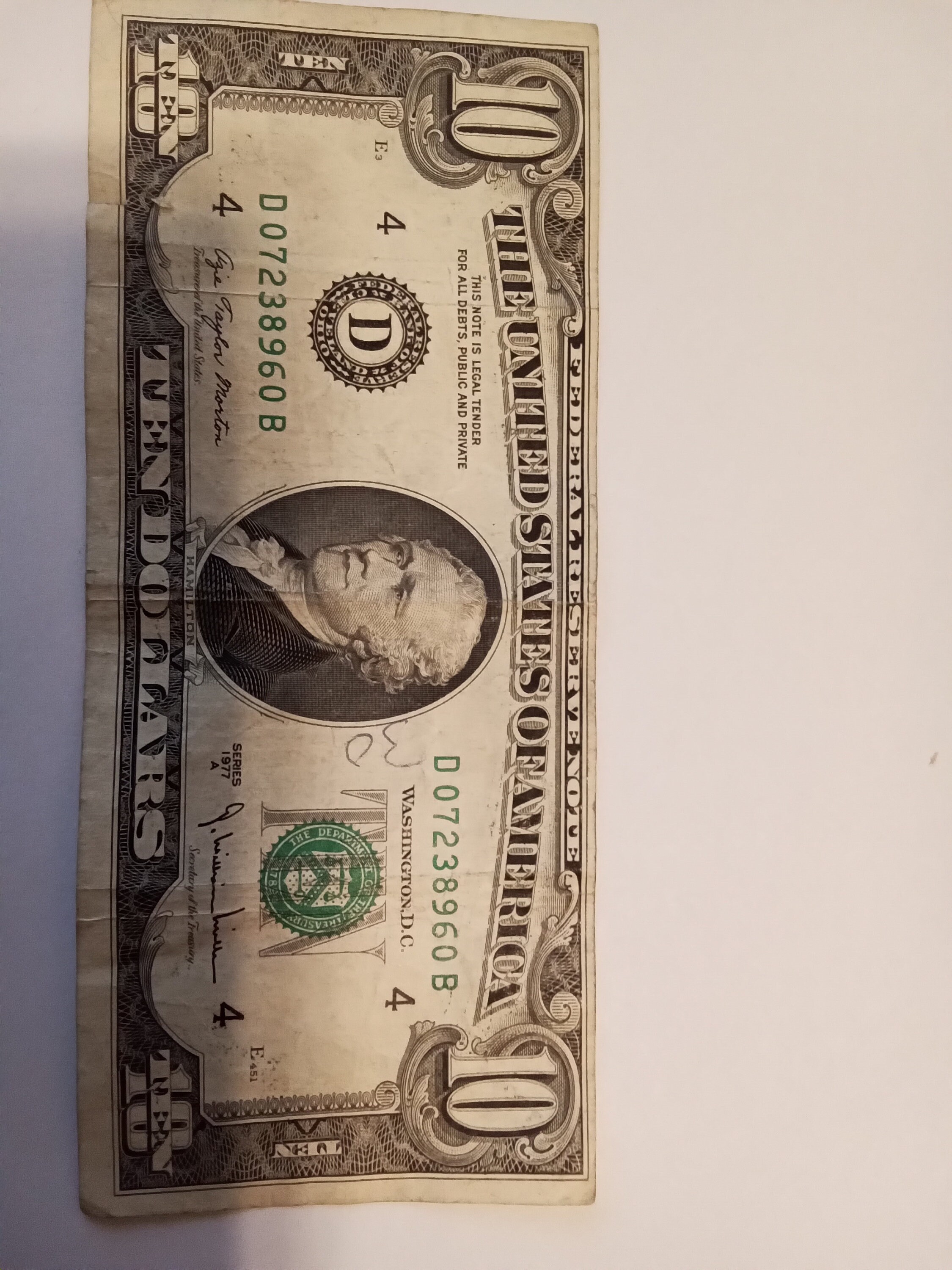 1977 10 Dollar Bill Misalignment Both Sides With Inm Smudgss Etsy