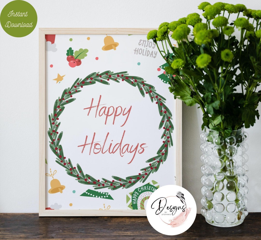 Happy Holidays Poster Happy Holidays Printable Poster - Etsy